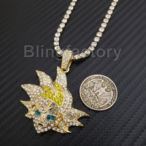 s&p | Accessories | Son Goku Pendant 8 Iced Out 1 Row Tennis Chain ...